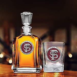 Heritage Pewter Florida State University Square Shot Glass | Hand-Sculpted 1.5 Ounce Shot Glass | Intricately Crafted Metal Pewter Alma Mater Inlay