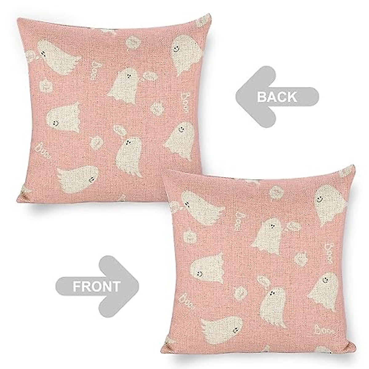 Ghost Pumpkin Halloween Throw Pillow Covers 18×18 Pillowcases Set of 1 Autumn Pattern Linen Decorative Square Pillow Case Cushion Covers Standard Size for Sofa Couch Outdoor Bed Pillow Protectors