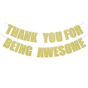 Thank You for Being Awesome Banner - We Will Miss You Bunting Sign, We Appreciate You, Graduation Retirement Farewell Going Away Office Work Party Decorations Gold Glitter