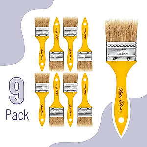 Bates- Chip Paint Brushes, 2 Inch, 9 Pack, Plastic Handle Chip Brush, Brushes for Painting, Stain Brushes for Wood, Natural Bristle Paint Brush, 2 Inch Paint Brush, Chip Paint Brushes for Paint