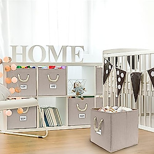 Simple Houseware 13" Cube Storage Bin With Braided Rope Handles, 3 Pack, Beige