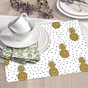 Gold Glitter Pineapples Fruit Printed Drying Mat For Kitchen Ultra Absorbent Microfiber Dishes Drainer Mats Non-Slip Silicone Quick Dry Pad - 18 X 16inch