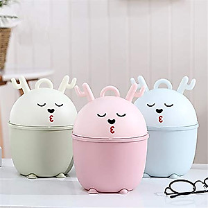 ESD HSDMYSH Cute Trash can Countertop Trash Can Desktop Trash Can TabletopTrash Can Mini Garbage cans for Bedroom Living Room Bathroom Small Wastebasket with Lid(Pink)