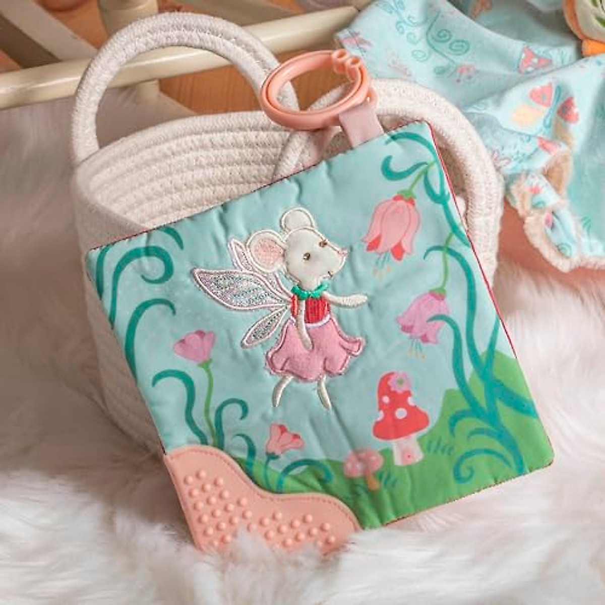 Mary Meyer Fairyland Forest Crinkle Teether Toy with Baby Paper and Squeaker, 6 x 6-Inches, Fairy Mouse