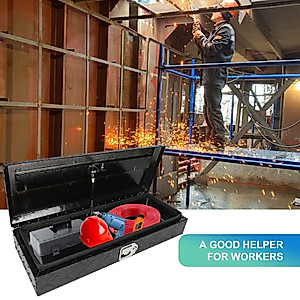 TYFYB 34.5X12.75X6.4 Inch Black Aluminum Heavy Duty Pick-Up Truck Bed 5 Bar Tread Tool Box Trailer Storage Tool Box RV Storage Organizer,Underbed Tools Organizer With Lock & Keys (34.5"X12.75"X6.4")