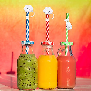 Homoyoyo 6-8mm Straw Cover, 2pcs Cloud Shape Straw Covers Cap for 40 oz 30 oz Tumbler,Reusable Straw Cap Toppers,Cute Silicone Straw Covers,Soft Silicone Straw Cover Cup Accessories