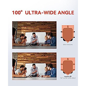 NUROUM C20 HD 1080P Conference Webcam, Video Conference Camera with Mic and Speaker, All-in-1 Ultra Wide-Angle 100° Webcam with Microphone, 13ft Voice Pickup, AI Noise-Cancellation, USB Plug&Play