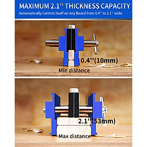 DAYDOOR Self Centering Doweling Jig Kit, Adjustable Width Dowel Jig for Woodworking, Centering Jig for Straight Holes Biscuit Joiner Set with 6 Bushings(Blue)