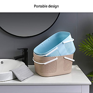 Shower Caddy Basket, Portable Large Capacity Thickened Plastic Organizer Storage Tote with Handles Drainage Toiletry Bag Bin for Bathroom, College Dorm Room Essentials, Kitchen, Camp, Gym, Blue
