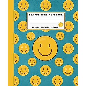 Composition Notebook Wide Ruled: Smiley Faces Aesthetic Preppy Notebook or Journal | Cute Composition Notebooks for Teen Girls or Boys | School Supplies