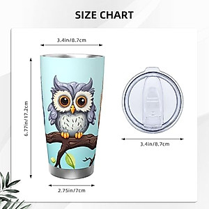 GDSHJKLW Owls On A Branch Tumbler With Lid And Straw 20oz Stainless Steel Leakproof Travel Coffee Mug Double Wall Insulated Cup Gifts For Women Home Office