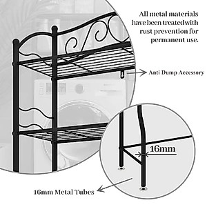 YADOOLIFE Over-The-Toilet Storage Toilet Rack, Behind The Toilet Racks, 3-Tier Bathroom Shelves, Stand Over Toilet Rack, Free Standing Restroom Space Saver, Metal, Black