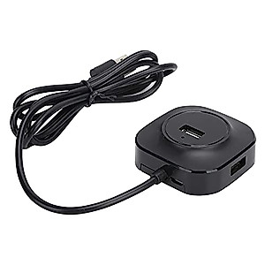 USB Hub, 4 USB2.0 Ports Adapter Charger, Ultra Slim Data Splitter PVC, 1.2 Meter / 3.9ft, Plug and Play, for Flash Hard Disk Keyboard 2.0