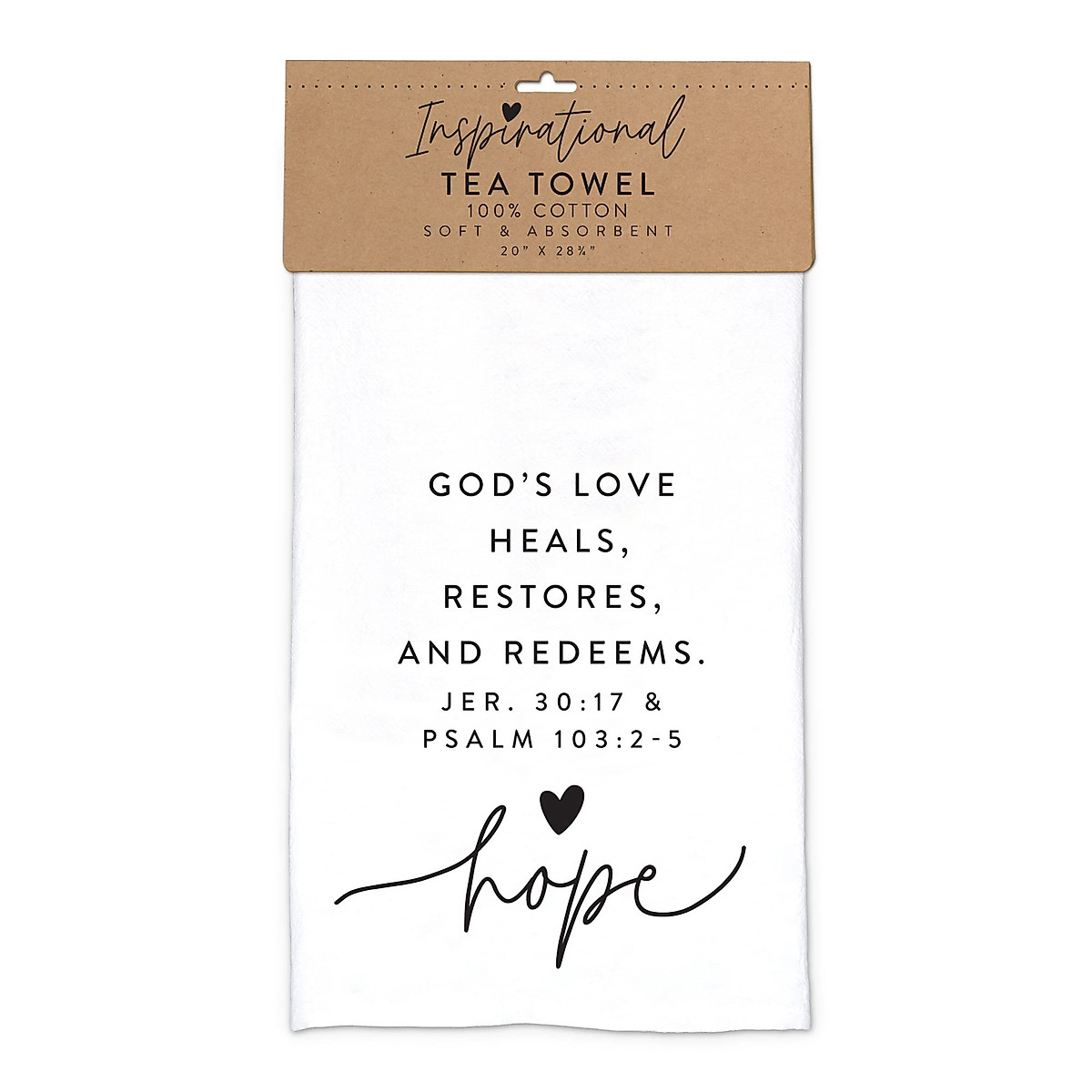 Lighthouse Christian Products Hope Hold onto Hope White 100% Cotton 28.75 x 20 Tea Towel