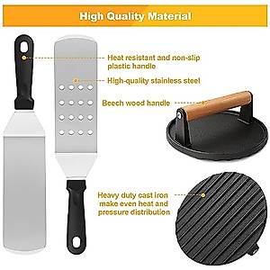 Griddle Accessories Kit, Terlulu 29 PCS Flat Top Grill Accessories for Blackstone and Camp Chef, Metal Spatula Set with Burger Press, Melting Dome, Scraper, Tongs, Carry Bag for Outdoor Grilling BBQ