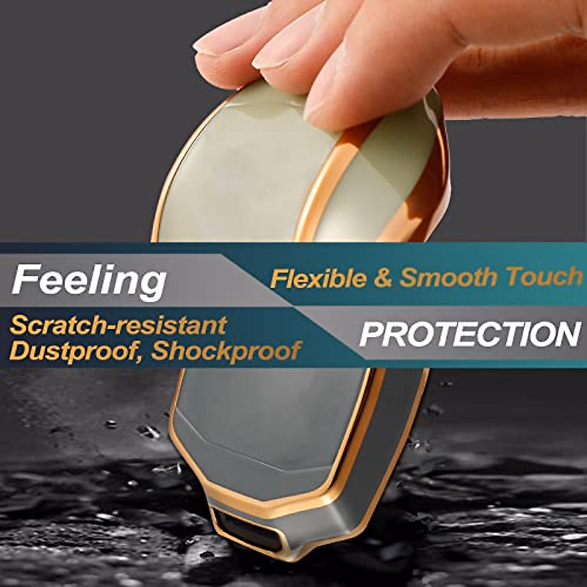 FEYOUN Key Fob Cover Compatible with Chevy Chevrolet Suburban Tahoe GMC Terrain Yukon Yukon XL Smart 6 Buttons TPU Remote Keyless Key Fob Case Protection Shell Accessories, White