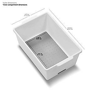 madesmart Classic Small Deep Bin - White | CLASSIC COLLECTION | Heavy-duty | Non-slip Lining and Rubber Feet | BPA-Free