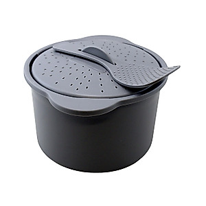 Dependable Industries Inc. Essentials Multi Use Microwave Rice and Grain Cooker Vegetable Steamer with Mixing Serving Paddle and Measuring Cup BPA Free 2.7L