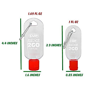 By The Cup Sauce 2 Go Keychains 1.69 Fluid Ounce and 1 Fluid Ounce Empty Mini Sauce Bottles (Sauce Not Included)