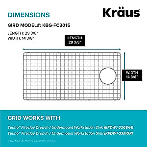 KRAUS Stainless Steel Bottom Grid (29 3/8 in. x 14 3/8 in.) for 33 in. Turino Workstation Drop-In/Undermount Fireclay Kitchen Sink KFDW1-33GWH and KFDW1-33MGR, KBG-FC3015