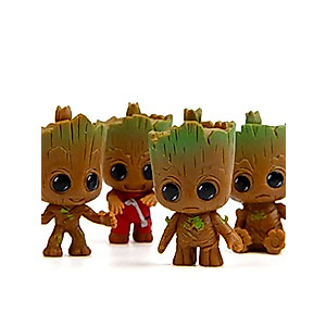 ZEshops 4pcs/Set Miniature Fairy Garden Sitting Groot Figurine PVC Statue Groot in for Kids Home Car Decor Gift