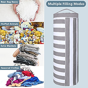 UVIAHOMI Stuffed Animal Storage Bean Bag Cover for Kids, Bean Bag Stuffed Animal Storage for Boys and Girls - Organize, Sit, Play, Box Help Promote Comfort - X-Large, Cylinder, Premium Cotton Canvas