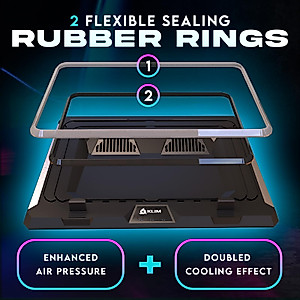 KLIM Mistral Laptop Cooling Pad - New 2024 - Powerful Turbo-Laptop Fans (4500 RPM) - Rubber Seal and Dust Filters for Maximum Performance - Gaming Laptop Cooler to Avoid Overheating - 15.6-17.3 inch