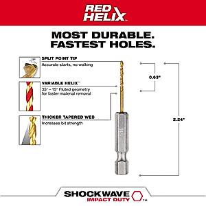 Milwaukee Electric Tool 48-89-4601 Electric Impact Drill Bit, 1/16" x 2-1/4"