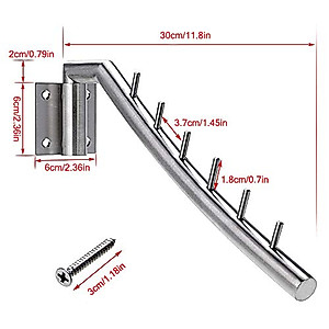 Wall Mount Clothing Rack - 2 Pack - Stainless Steel Hanging Drying Clothes Hanger with Swing Arm Holder - Heavy Duty Laundry Closet Storage Organizer Rod -Space Saver Clothing for Bedrooms, Bathrooms