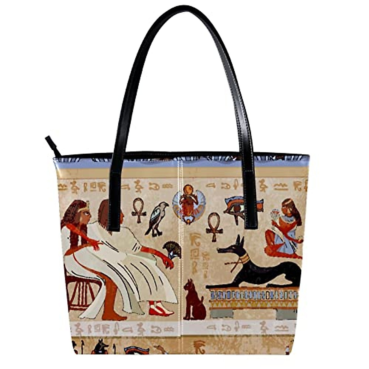 Large Leather Handbags for Women Ancient Egyptian Gods and Pharaohs Top Handle Shoulder Satchel Hobo Bag