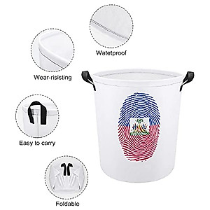 Haitian Finger Print Large Laundry Basket Hamper Bag Washing with Handles for College Dorm Portable