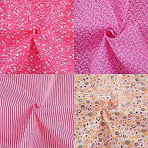Cotton Fabric Squares 9PCS, Cotton Print Fabric with Flower Pattern, Cotton Fabric Squares 9PCS, Cotton Print Fabric with Flower Pattern, Patchwork for DIY Sewing Craft Patterns, Cotton Fabric for Quilting, Floral Series(20"x20",Pink)