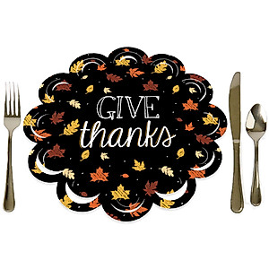 Big Dot of Happiness Give Thanks - Thanksgiving Party Round Table Decorations - Paper Chargers - Place Setting for 12
