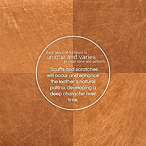 POLY & BARK Napa Leather Couch – Right-Facing Sectional Leather Sofa - Tufted Back Full Grain Leather Couch with Feather-Down Topper On Seating Surfaces – Pure-Aniline Italian Leather – Cognac Tan