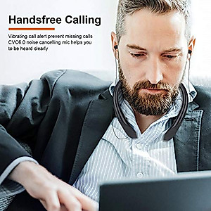 Bluetooth Retractable Neckband Headphones, Wireless Headset Retractable Earphones Noise Cancelling Sweatproof Stereo Earbuds with Mic by NVOPERANG