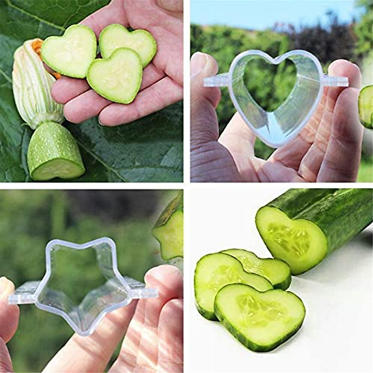 ASkinds 2PCS Cucumber Styling Growth Mold Plastic Heart Shaped Five-Pointed Star Transparent Garden Fruit Vegetable Growing Molds(Star+Heart)