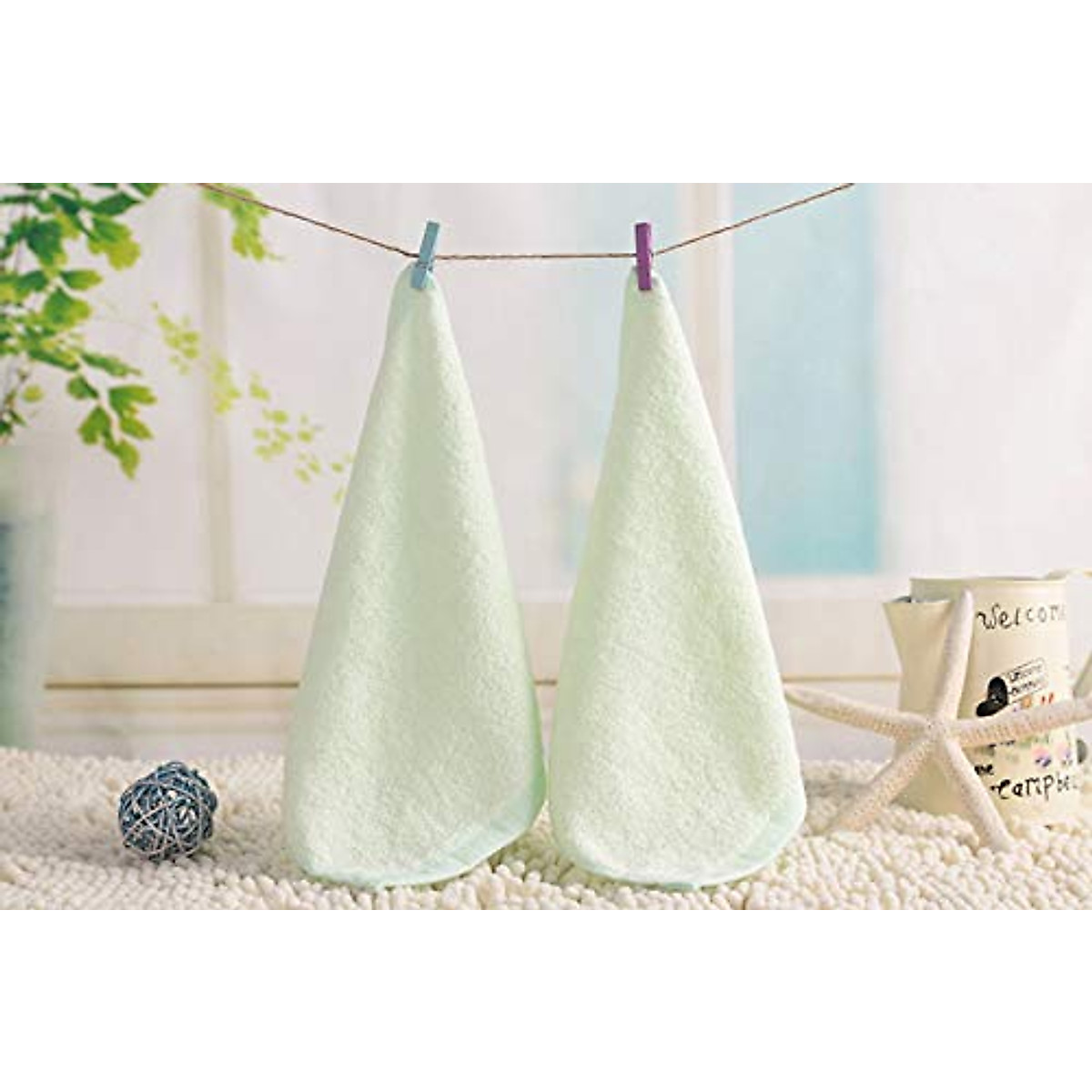 Tosnail 20 Pack 10" x 10" Ultra Soft Bamboo Fiber Baby Bath Washcloths and Towels - Assorted 5 Colors