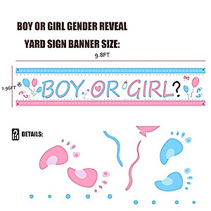 Large Boy or Girl Yard Sign Banner Gender Reveal Party Decorations Hanging Banner Party Supplies for Outdoor Birthday Party Decorations