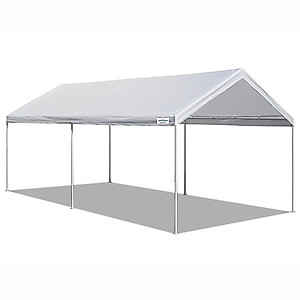 Caravan Canopy Powder Coated Heavy Duty Steel Frame Pop Up Carport with 6 Steel Stakes for Outdoor Activities and Events, White