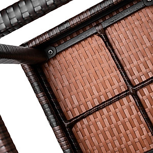 FRITHJILL Patio Bar Stool Set of 4, Outdoor Wicker 24-inch Bar Height Stools, Brown Backyard Rattan Chair