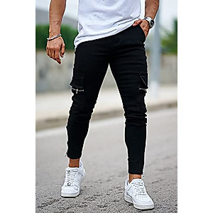 GINGTTO Black Jeans for Men Stretch Fit Skinny Denim Pants for Men Slim Size 32