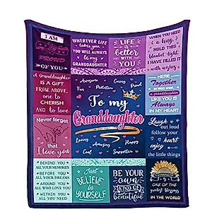 Qotuty Granddaughter Gifts Blanket 50"x60", Granddaughter Gifts From Grandma, Granddaughter Gifts From Grandparents, Gifts For Granddaughter, Birthday Graduation Gifts For Granddaughter Throw Blankets