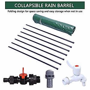 VINGLI 100 Gallon Collapsible Rain Barrel, Portable Water Storage Tank, Rainwater Collection System Downspout, Water Catcher Container with Filter Spigot Overflow Kit