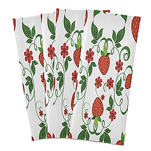 ALAZA Strawberry Decorative Kitchen Dish Towels 1 Piece,Soft and Absorbent Kitchen Hand Towels Home Cleaning Towels Dishcloths,18 x 28 Inch