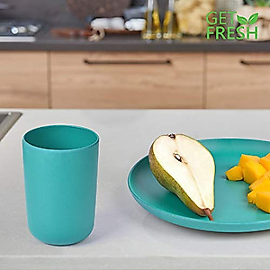 GET FRESH Bamboo Kids Cups Set – 4-pack Reusable Bamboo Cups for Toddlers and Adults – Colorful Bamboo Fiber Drinking Cups for Children – Bamboo Kids Dinnerware Set for Everyday Use