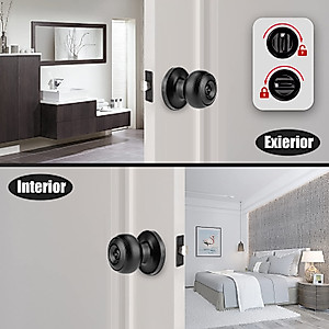 AMZKONIG 12 Pack Matte Black Privacy Door Knobs Keyless Interior/Exterior Doorknobs Lockset with Hardware Instruction and Wall Protector for Bedroom Bathroom