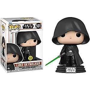 POP Star Wars: The Mandalorian - Luke Skywalker Glow-in-The-Dark Exclusive Funko Vinyl Figure (Bundled with Compatible Box Protector Case), Multicolor, 3.75 inches