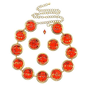 Women Anime Cosplay Waist Belt Stone Chain Halloween Adjustable (Red Rhinestone Set)