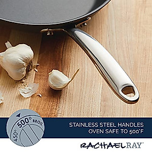 Rachael Ray Professional Stainless Steel/Hard Anodized Nonstick Cookware Pots and Pans Set, 11 Piece, Gray and Silver