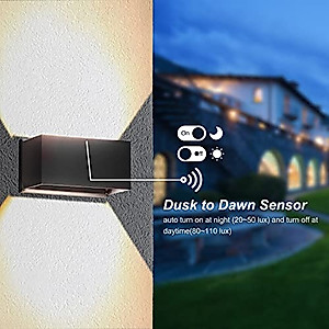 LMP Dusk to Dawn Outdoor Lighting Up and Down Wall Light, 12W LED Porch Lights Outdoor Lights for House, Black Wall Sconce Exterior Wall Lights with IP65 Waterproof, 1160lm, 3500K 1 Pack